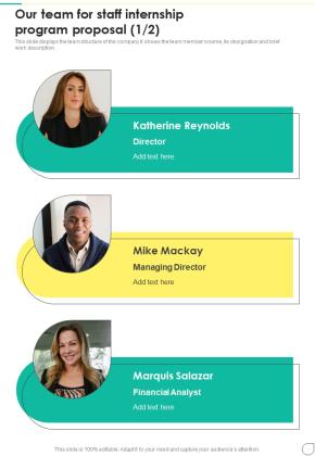 Our Team For Staff Internship Program Proposal One Pager Sample Example ...