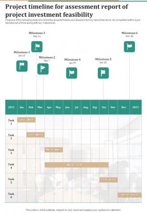 Project Timeline For Assessment Report Of Project Investment Feasibility One Pager Sample ...