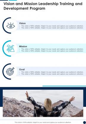 Vision And Mission Leadership Training And Development Program One Pager Sample Example Document