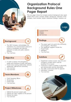 Organization Protocol Background Rules One Pager Report PDF Document ...