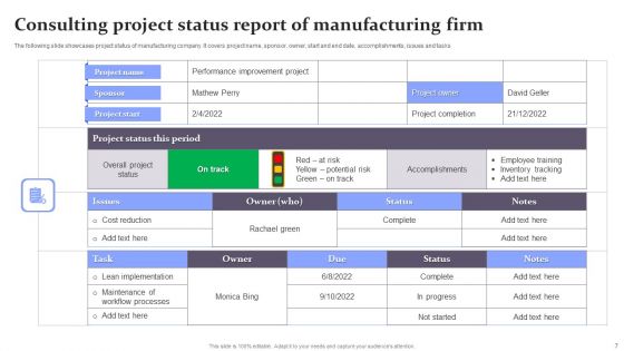 Consulting Project Status Report Ppt PowerPoint Presentation Complete ...