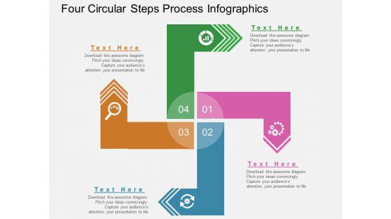 Four Circular Steps Process Infographics Powerpoint Template Four Circular Steps Process Infographics Powerpoint Template
