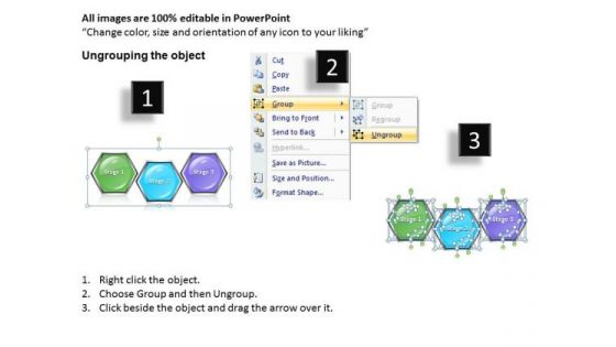 Marketing Diagram Hexagonal Process 3 Stages Sales Diagram