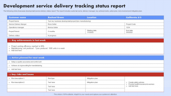 Development Service Delivery Tracking Status Report Ppt Outline Samples ... Development Service Delivery Tracking Status Report Ppt Outline Samples ...
