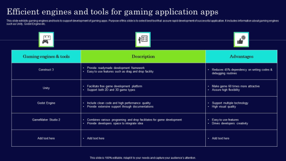 Efficient Engines And Tools For Gaming Application Apps Infographics ... Efficient Engines And Tools For Gaming Application Apps Infographics ...