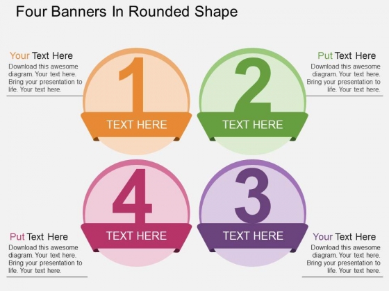 Four Banners In Rounded Shape Powerpoint Templates PowerPoint Templates