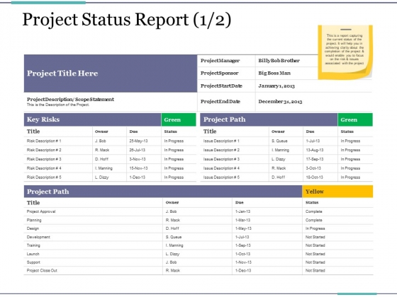 Powerpoint Project Status Report Template Ppt Contoh Gambar Template
