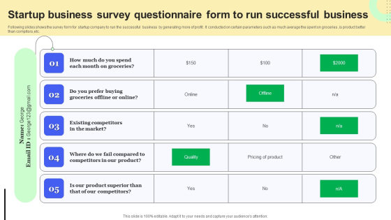 Startup Business Survey Questionnaire Form To Run Successful Business ... Startup Business Survey Questionnaire Form To Run Successful Business ...