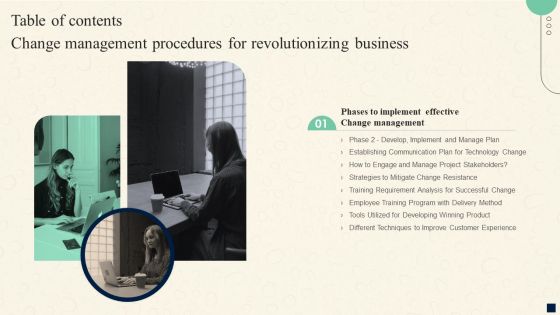 Table Of Contents Change Management Procedures For Revolutionizing ... Table Of Contents Change Management Procedures For Revolutionizing ...